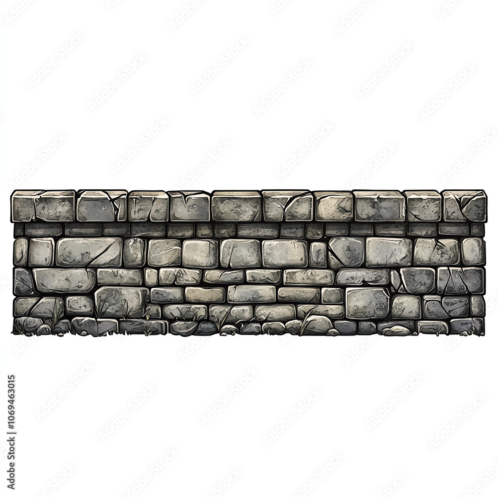 2D Stone Town Wall Sprite for Video Game Tilemap, Gothic Realism Style ...