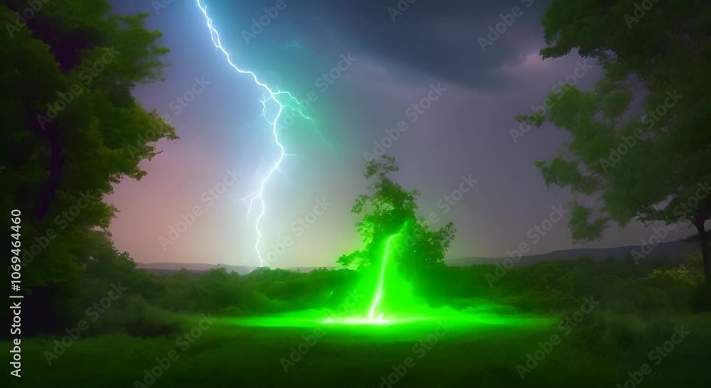 Electric Lightning Bolt Green Screen A dynamic and powerful lightning ...