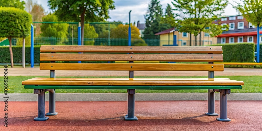 Schoolyard bench in a playground, schoolyard, bench, playground, kids ...