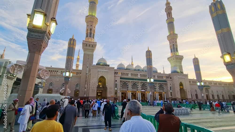 Crowd of people in Nabawi mosque in Saudi Arabia Stock Video | Adobe Stock