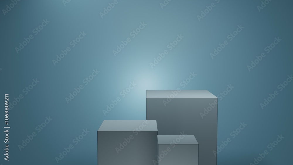 3D Blender image of minimalist blue podium blocks, created in Blender ...