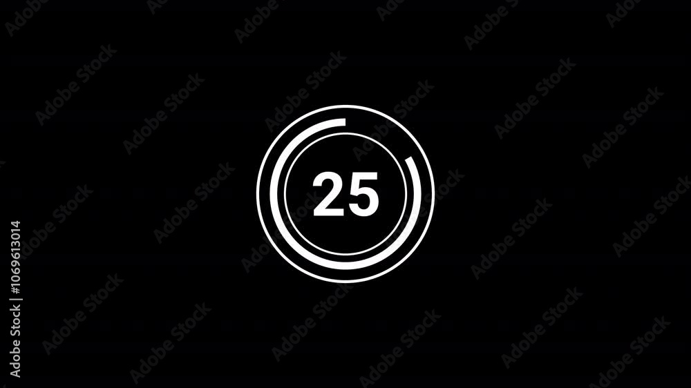 Circle countdown timer thirty seconds animation from 30 to 0 seconds on transparent background ...
