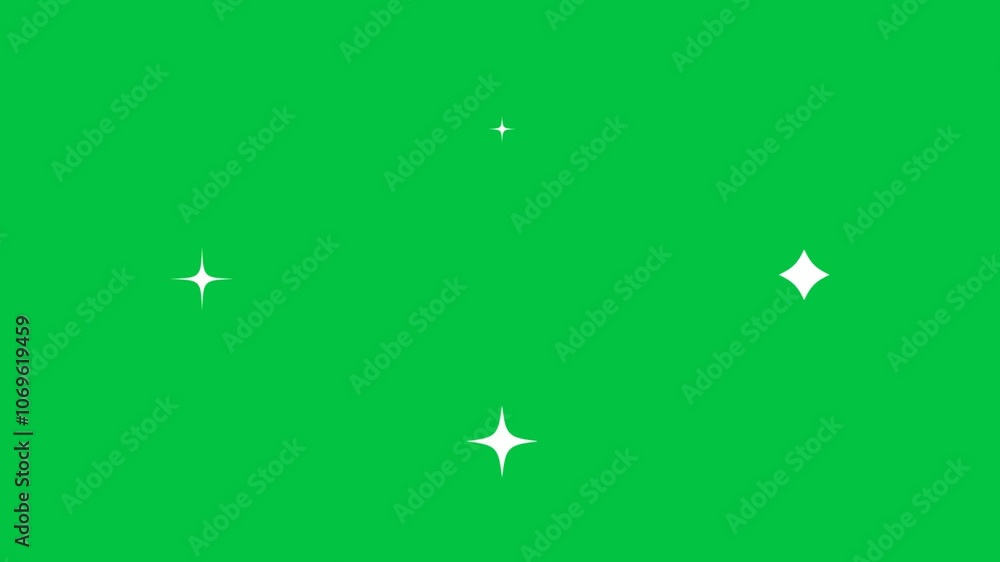 Stars motion graphic effects on green screen background. Glitter ...