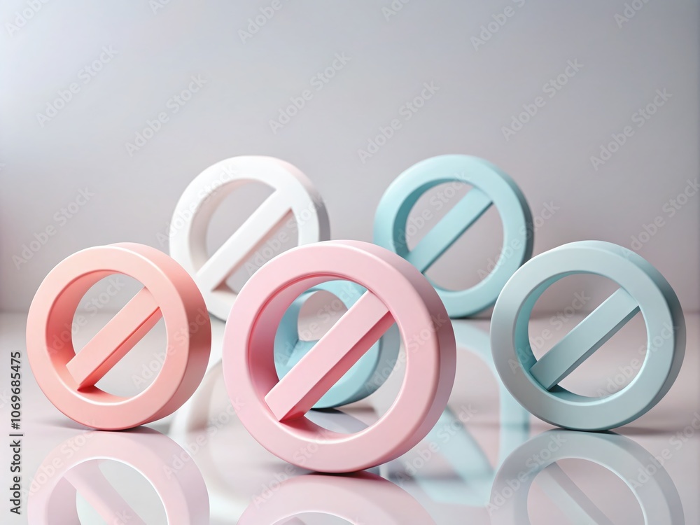 3D Render of No Sign Icons - Conceptual Photography Showcasing ...