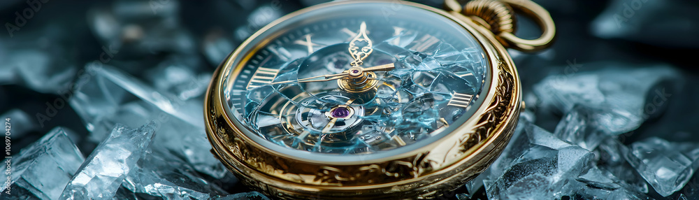 A Close-Up of a Broken Pocket Watch with its Intricate Mechanism ...