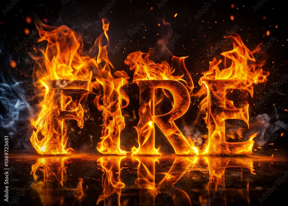 Captivating Silhouette of Fiery Fonts and Symbols Against a Black ...