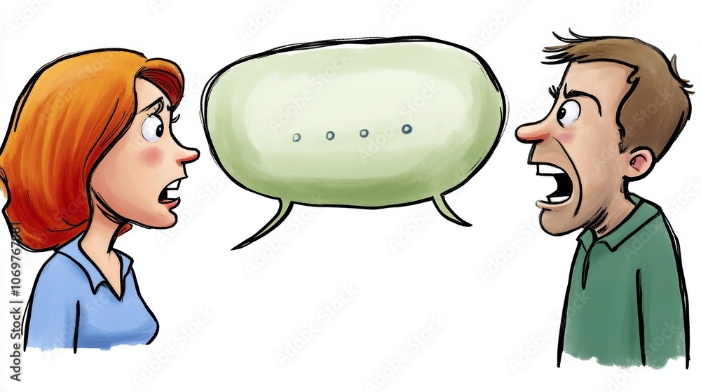 Cartoon man and woman talking, a humorous conversation, engaging visual ...