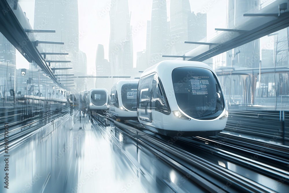 Photo & Art Print A futuristic AI-powered transport hub, advanced ...