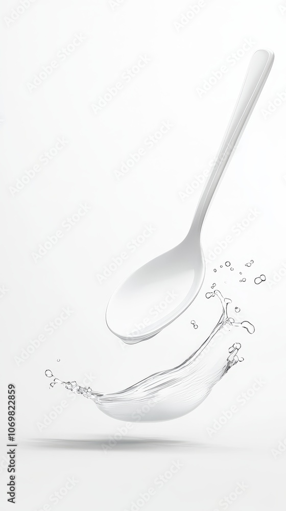 Spoon Splash: A close-up of a silver spoon suspended in mid-air, a ...