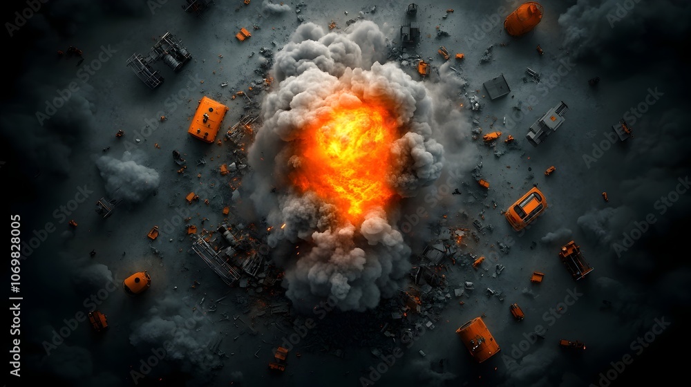 Shocking power plant disaster with a massive fireball engulfing the ...