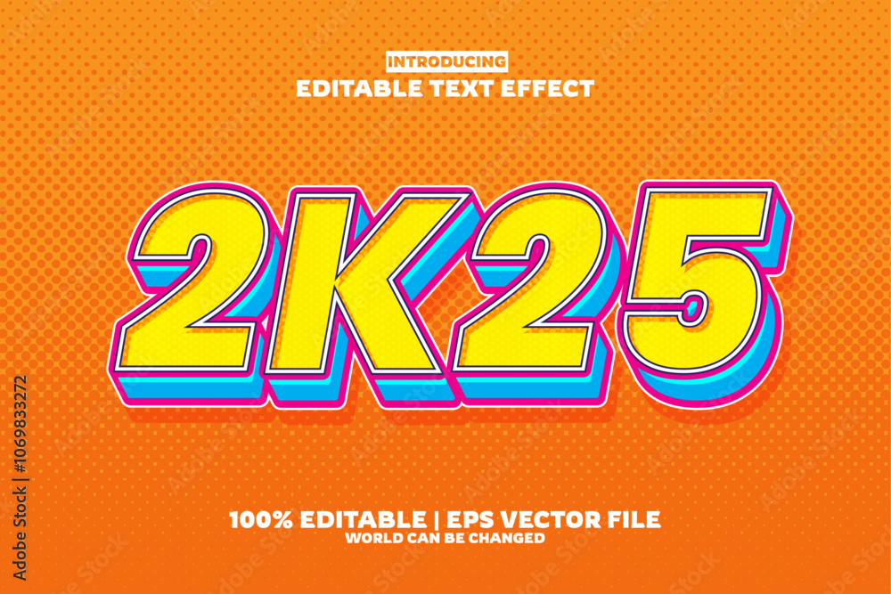 2k25 new year editable text effect in modern trend style Stock Vector ...