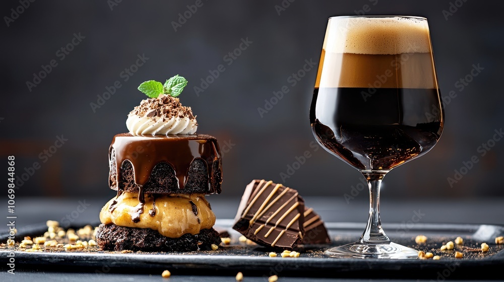 Dark stout with chocolate dessert, showcasing a unique beer pairing ...