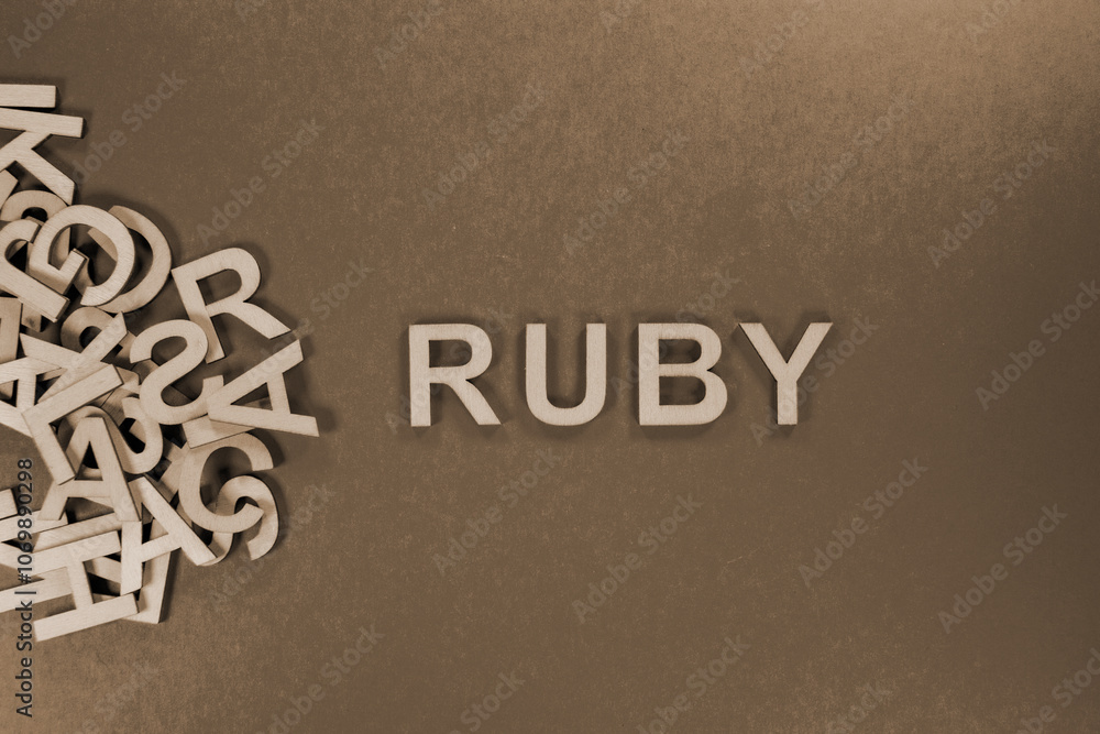 Popular and modern baby girl fashion name RUBY in wooden English ...