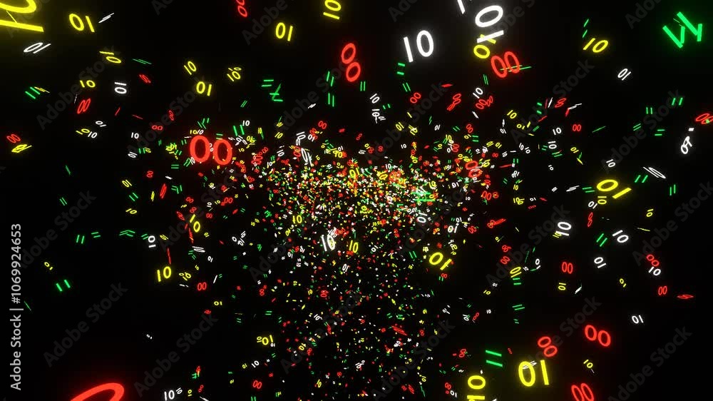33 seconds of AI generated illustration video of masses of binary ...