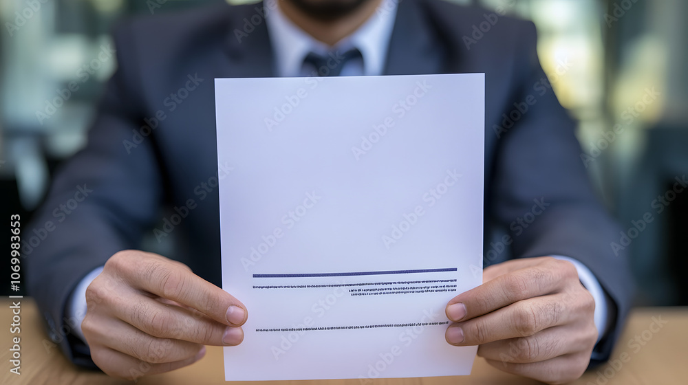 A Man in a Suit Sitting at a Desk, Holding a Rejected Job Application ...
