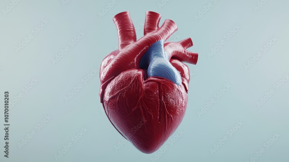 A cross section view of a human heart with a futuristic digital ...