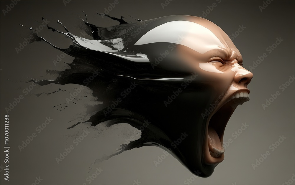 Photo & Art Print A dynamic abstract representation of a screaming face ...