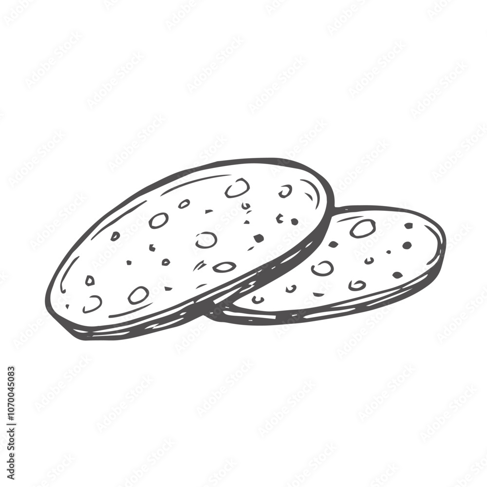 Salami sausage outline icon vector illustration. Line hand drawn slices ...