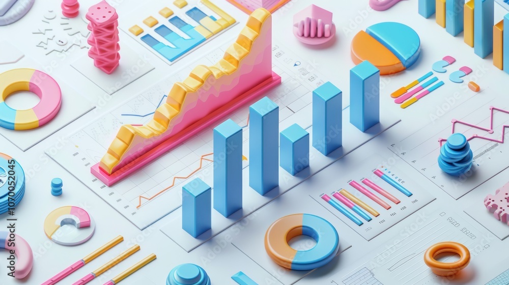 3D financial model for budget tracking with detailed graphs, spending ...