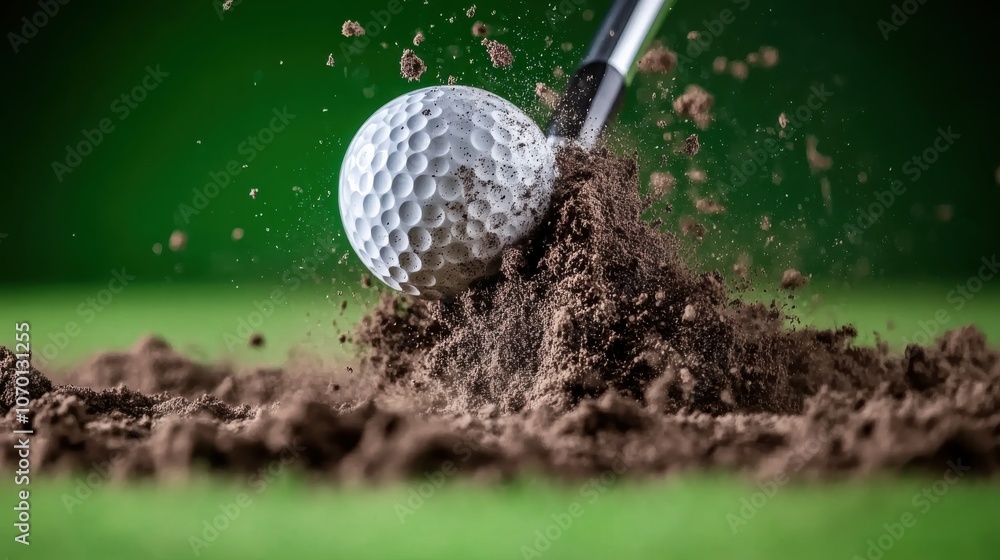 Mastering the art of golf a closeup view of a club striking a ball in a ...