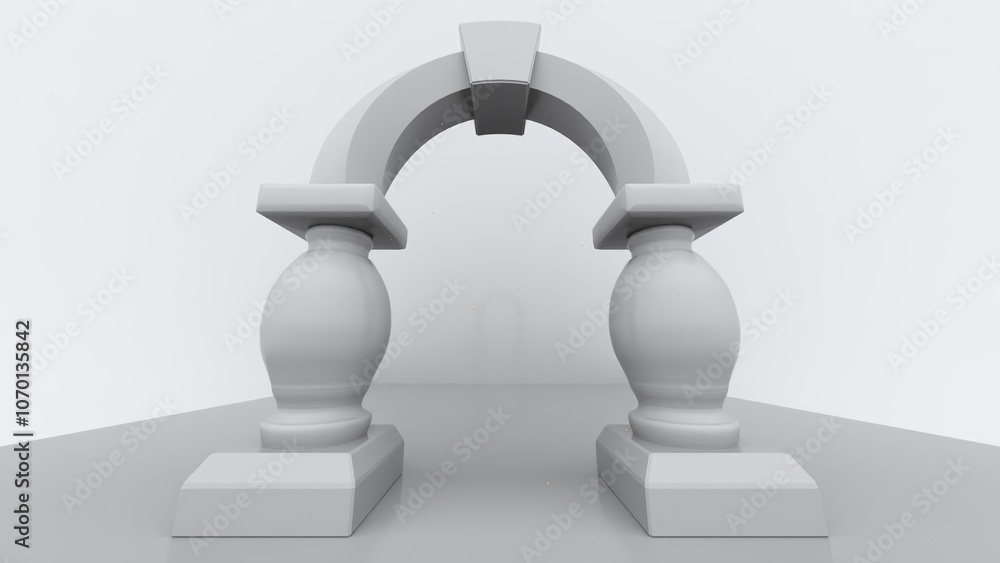 Minimalist stone archway with classical pillars and geometric structure ...