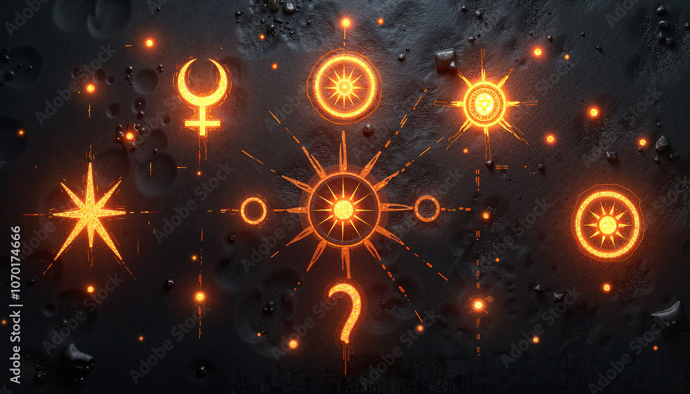 Magical artifact background with radiant symbols and runes glowing ...