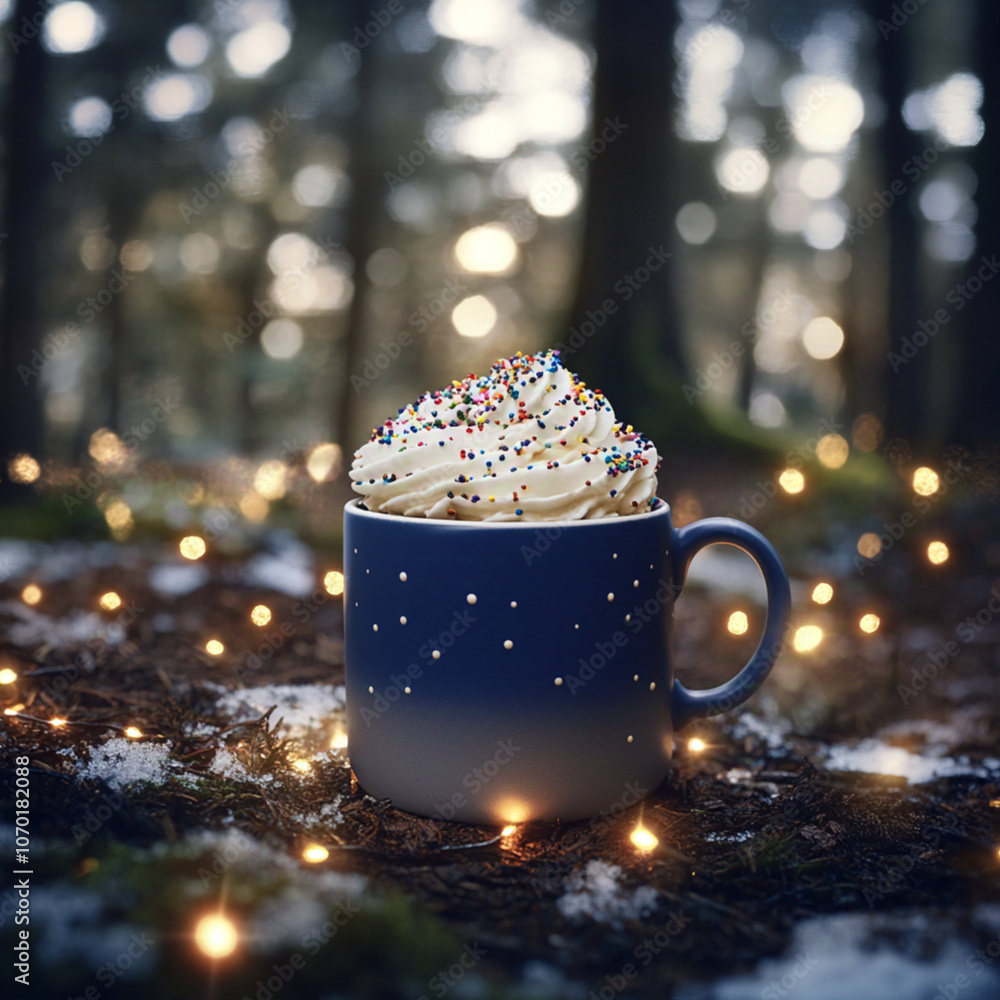 Scandinavian style mug, minimal in deep royal blue and grey filled with ...