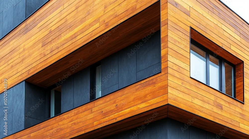 Wood texture composite cladding installation on house facade featuring ...