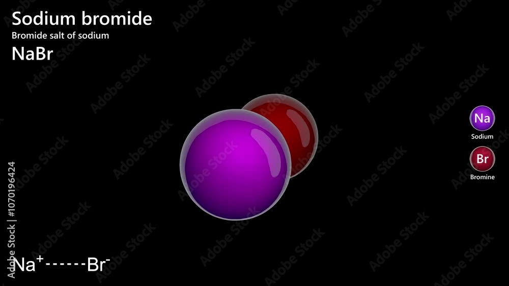 Sodium Bromide. Bromide salt. Animated 3D model of a molecule ...