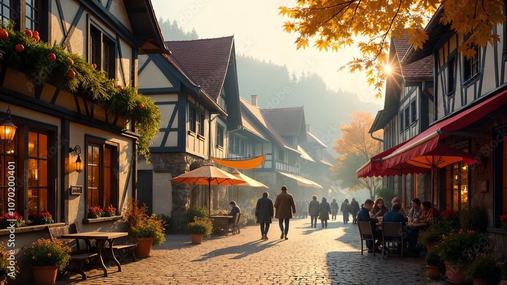 Fotografía An Enchanting View of a Medieval German Oktoberfest Village ...