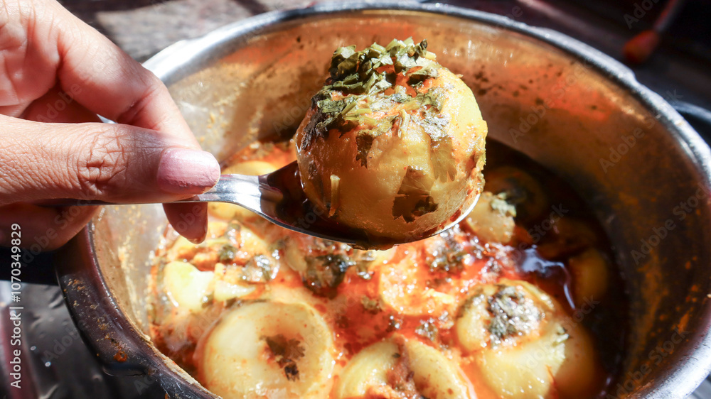 Delicious Indian curry of Round gourd also known as Tindsi, Tinde ki ...