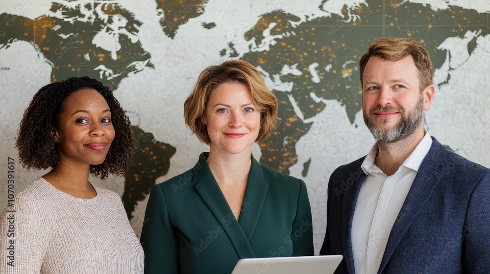 Diverse group of professionals collaborating and analyzing data ...