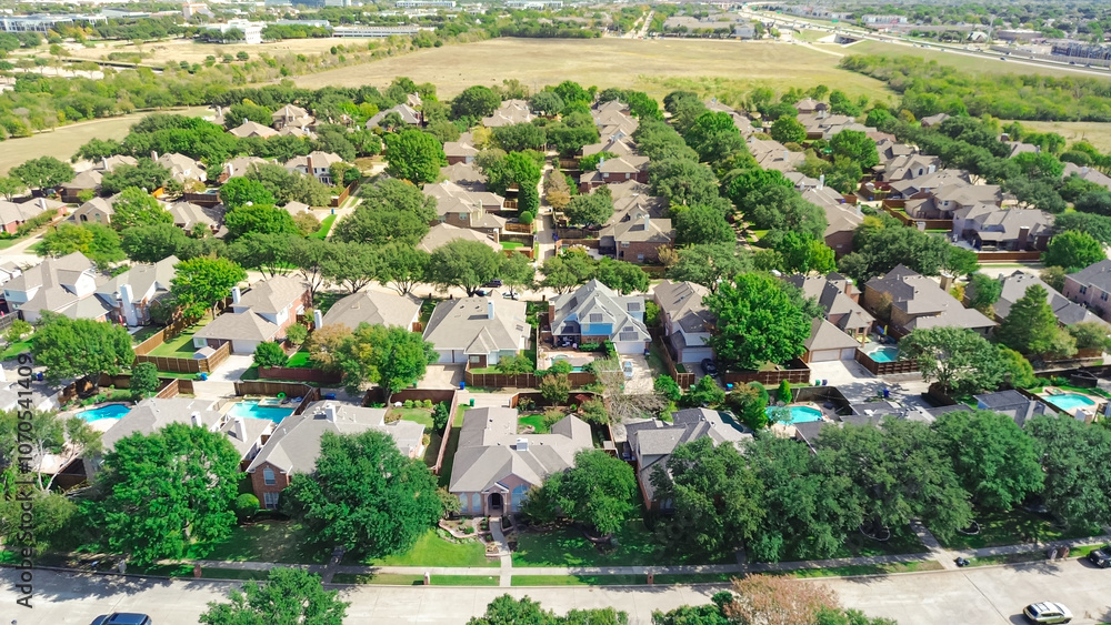Suburban neighborhood with vacant land to grow urban expansion outside ...