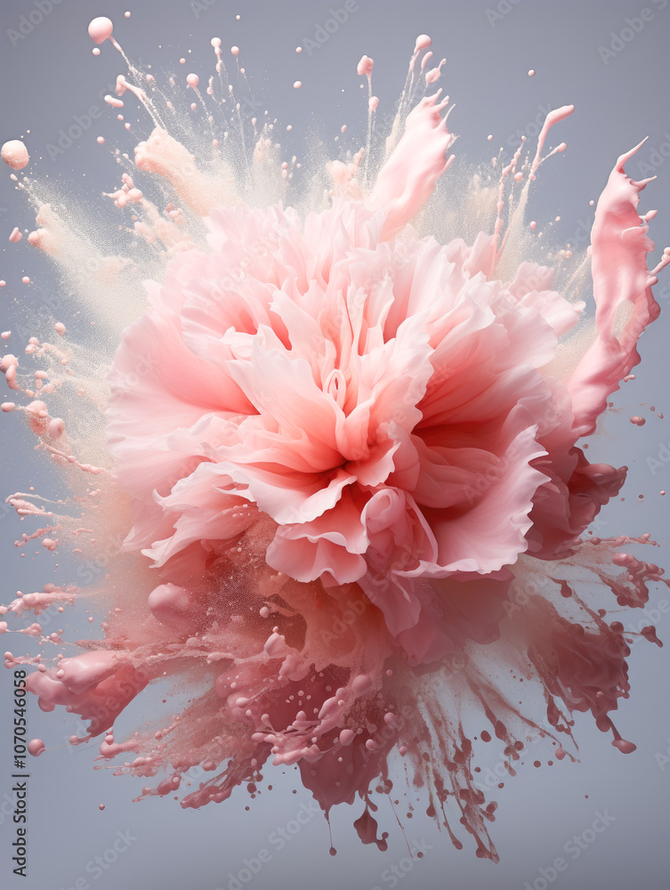 Dynamic image showcasing an explosive burst of pink flower petals ...