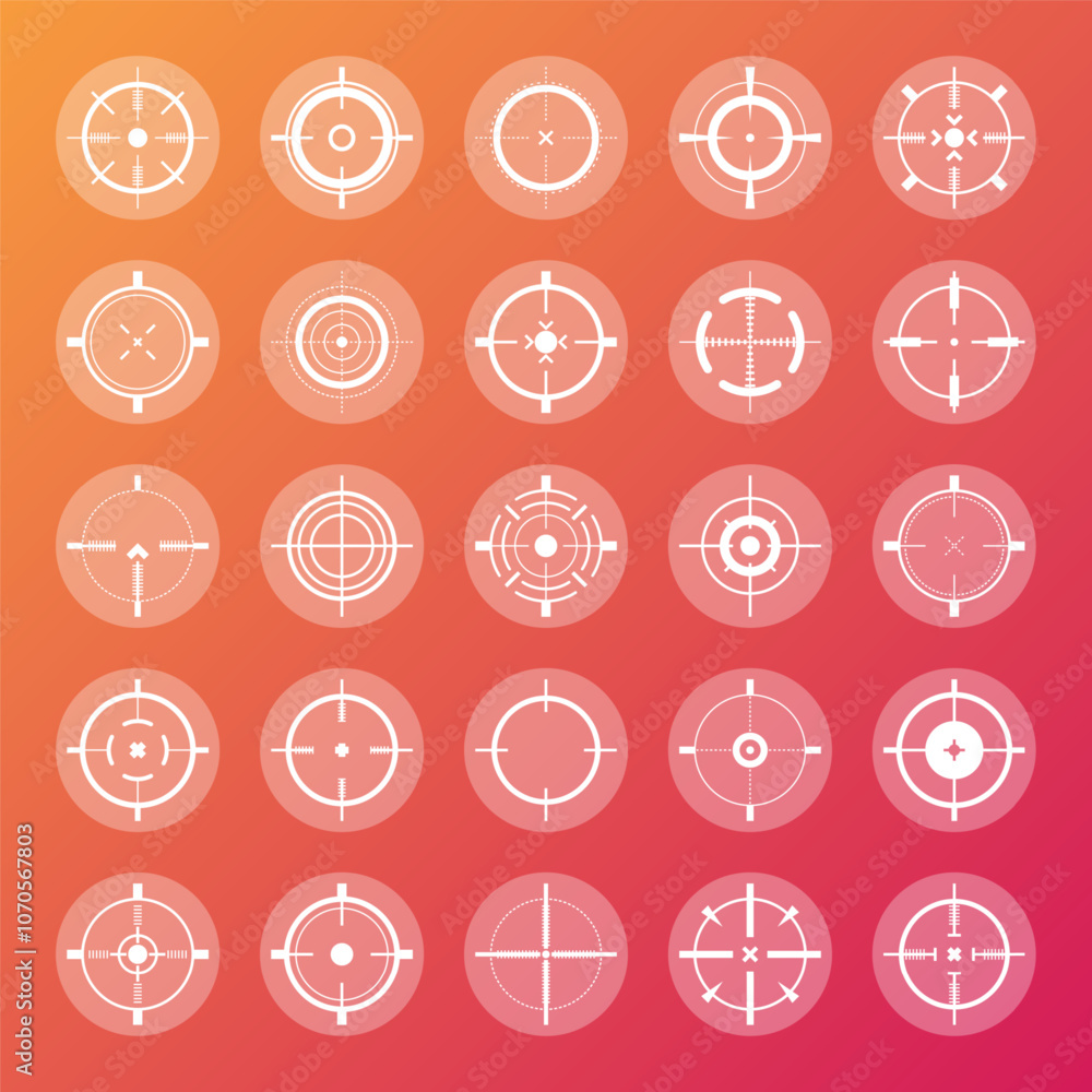 Colorful sniper rifle sights, weapon optical scope crosshair. Hunting ...