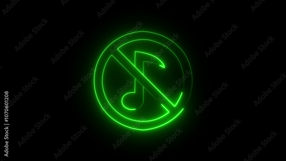 not allow music neon icon. Elements of ban set. Simple icon for ...