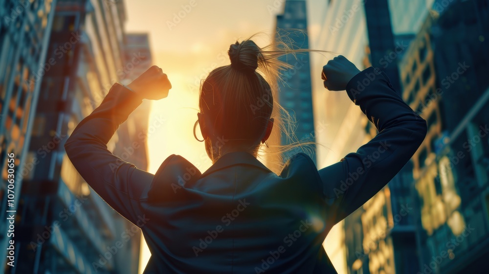Businesswoman demonstrating confidence in a corporate office, embodying ...