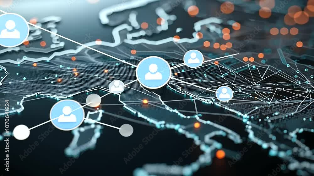 A dynamic visualization of a global network with illuminated data ...