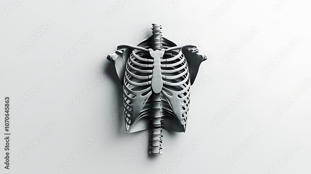Medical chest X-ray image showing detailed anatomy of lungs and heart ...