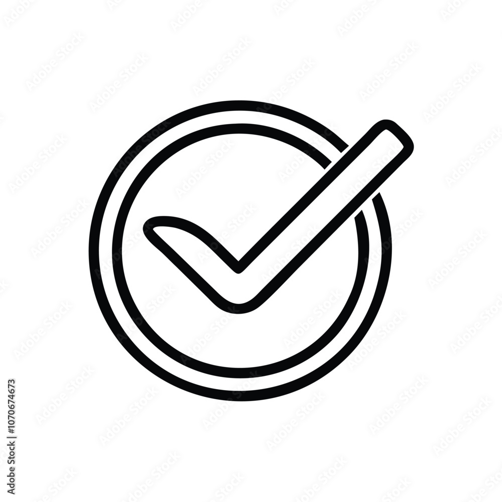 Minimalist Black Checkmark in Circular Icon, Simple black outline icon ...