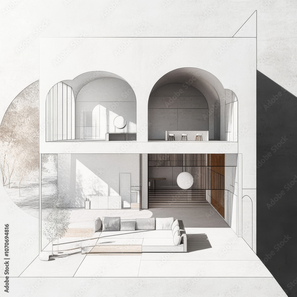 "Design an interior designer portfolio cover page in a minimal ...