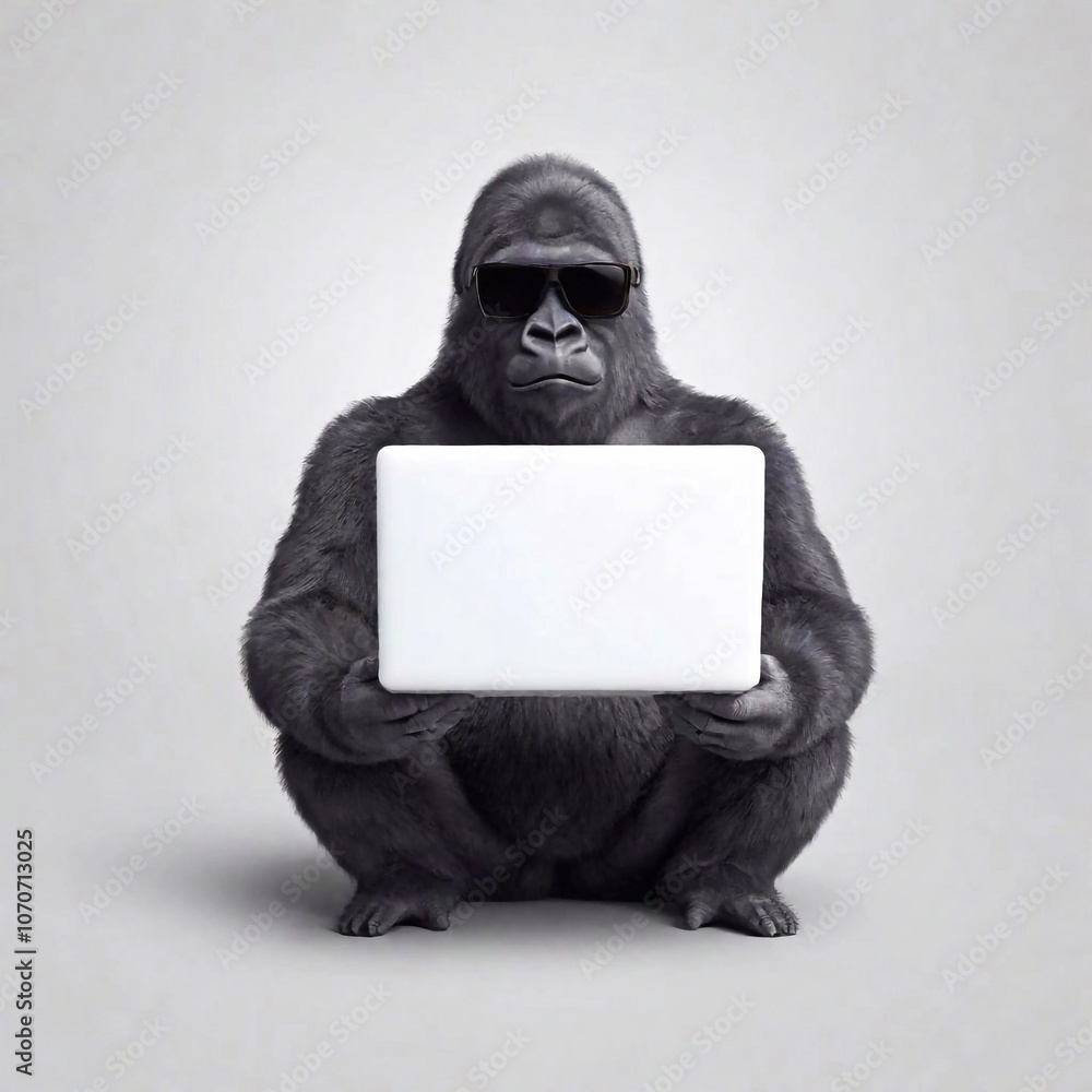 A captivating 3D artwork showing an original gorilla with sunglasses ...