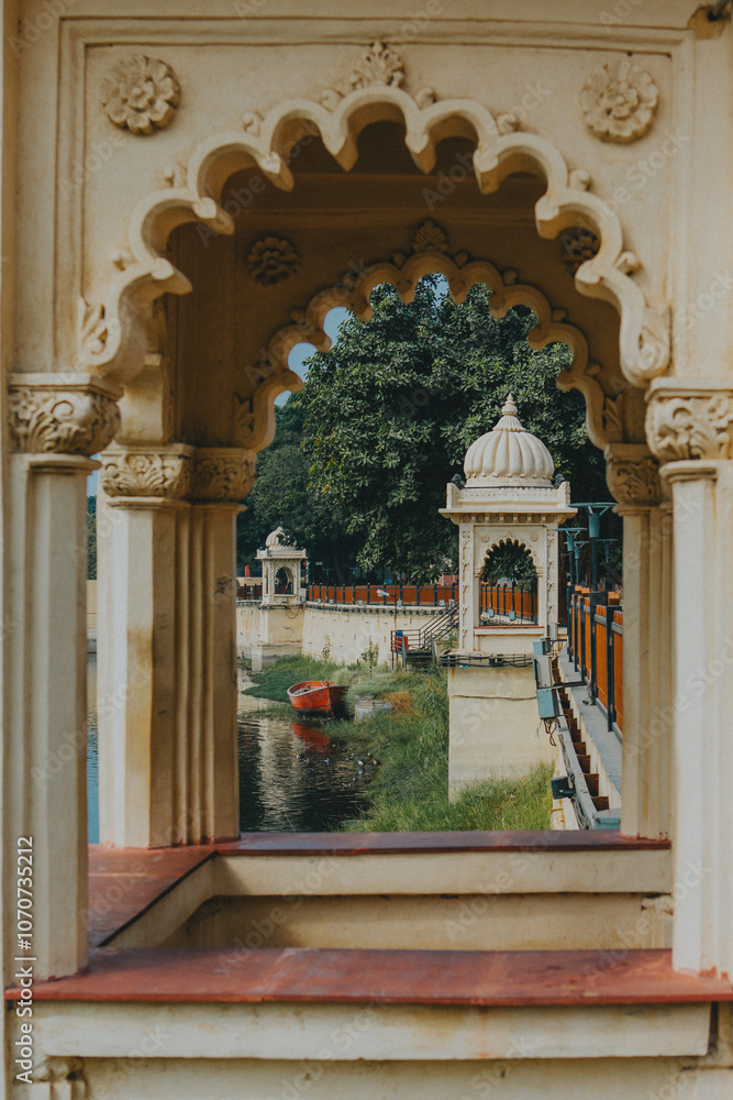 Lakhota lake and Palace museum from the Ranmal Lake Park, in Jamnagar ...