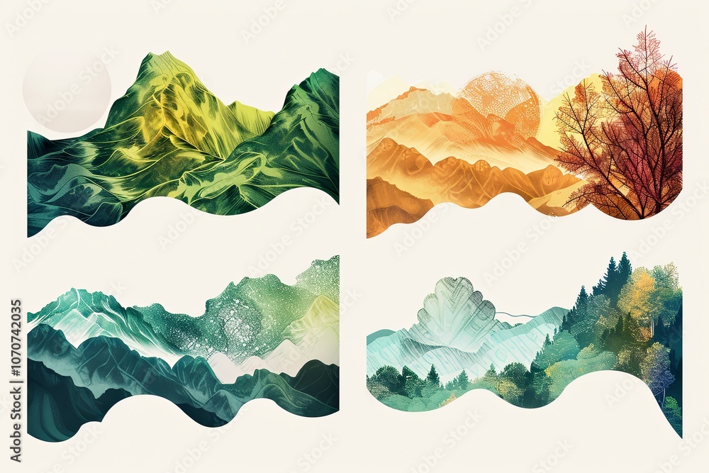 Stunning collection of abstract mountain landscapes featuring seasonal ...