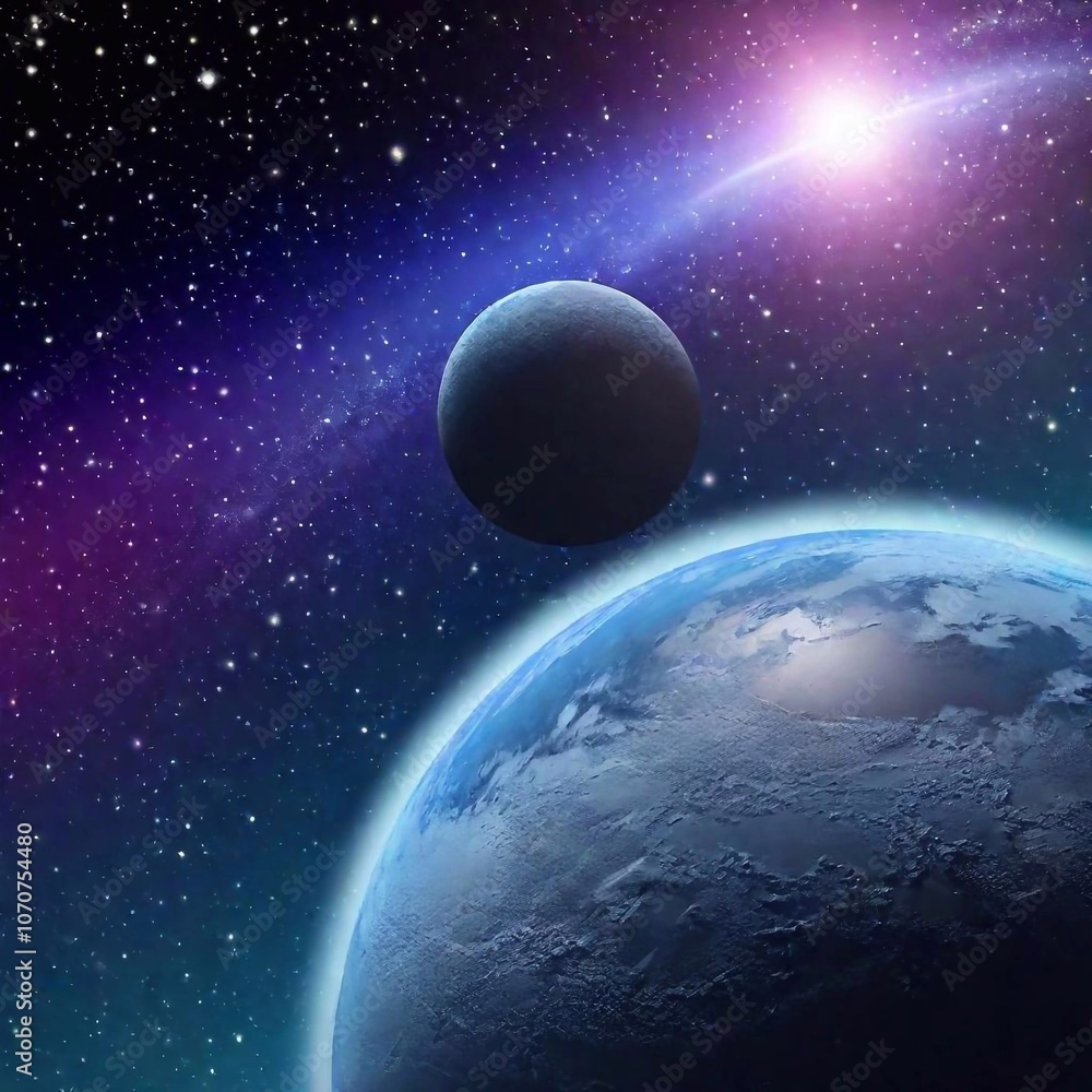 A high-resolution digital artwork of an awe-inspiring celestial scene ...