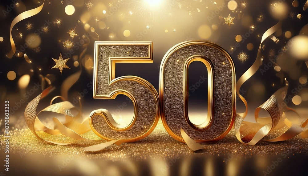 fancy gold glitter 50 50th birthday wedding anniversary golden confetti ...