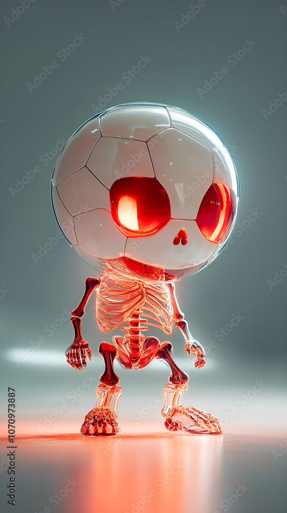 3D Render of a Futuristic Soccer Ball with Glowing Red Details and ...