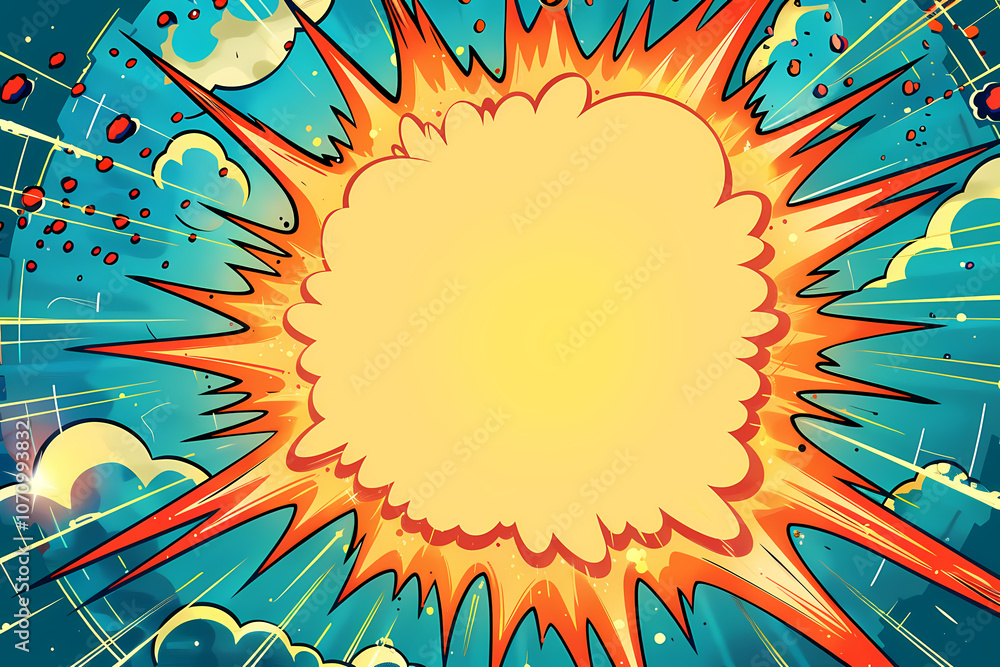 Dynamic comic-style explosion graphic with vibrant colors, perfect for ...