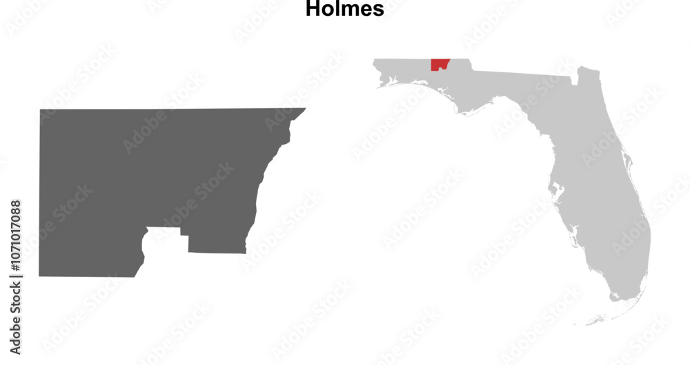 Poster Holmes County (Florida) blank outline map set – Wall Art | UkPosters