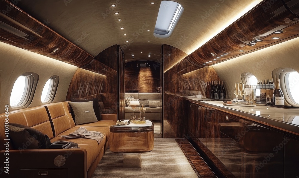 3D model of a luxury private jet interior, complete with leather ...
